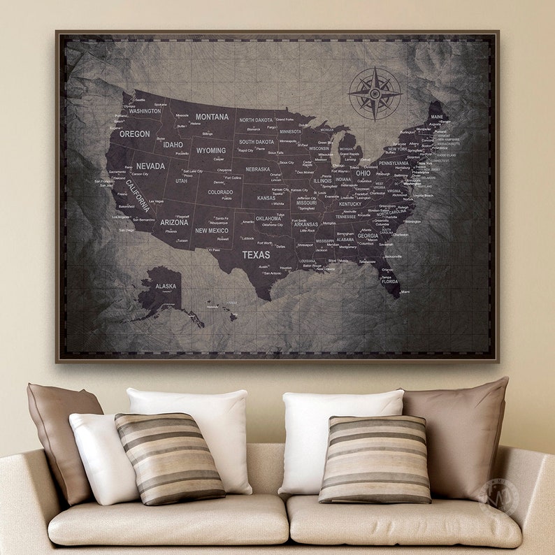 Distressed Paper Theme Printable United States Map, Digital Download ...