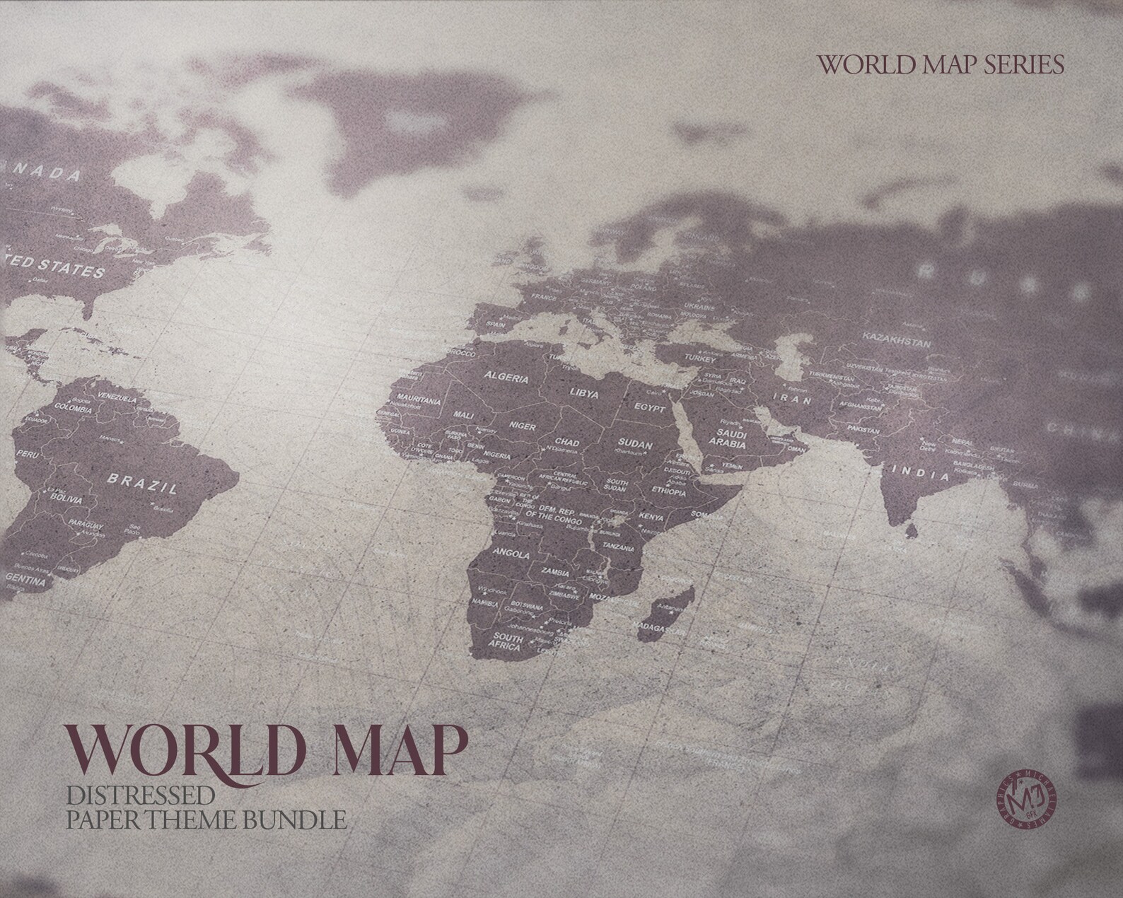 Distressed Paper Theme Printable World Map, Digital Download Map, World ...