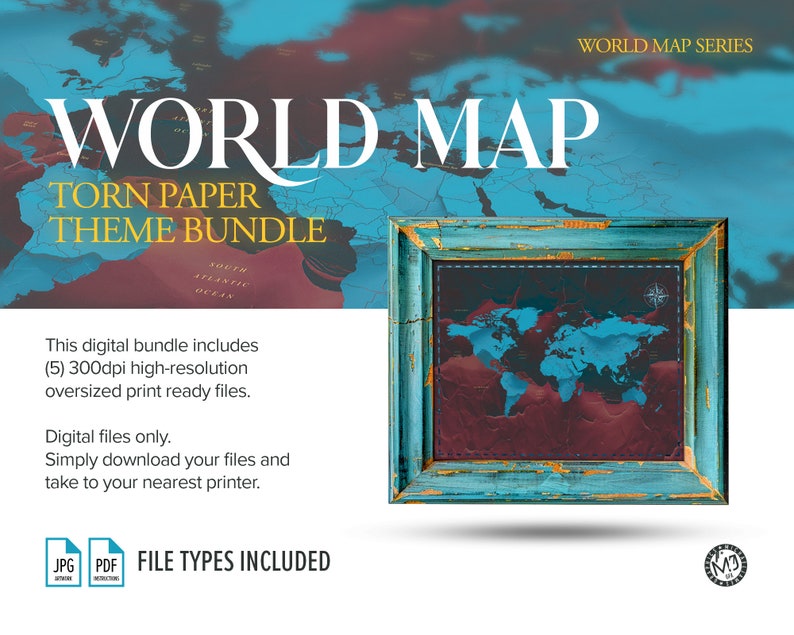 Torn Paper Theme Printable World Map, Digital Download Map, World Wall ...