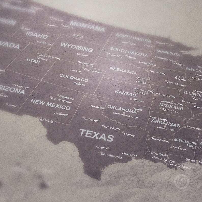 Distressed Paper Theme Printable United States Map, Digital Download ...