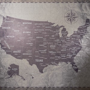 Distressed Paper Theme Printable United States Map, Digital Download ...