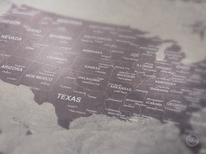 Distressed Paper Theme Printable United States Map, Digital Download ...