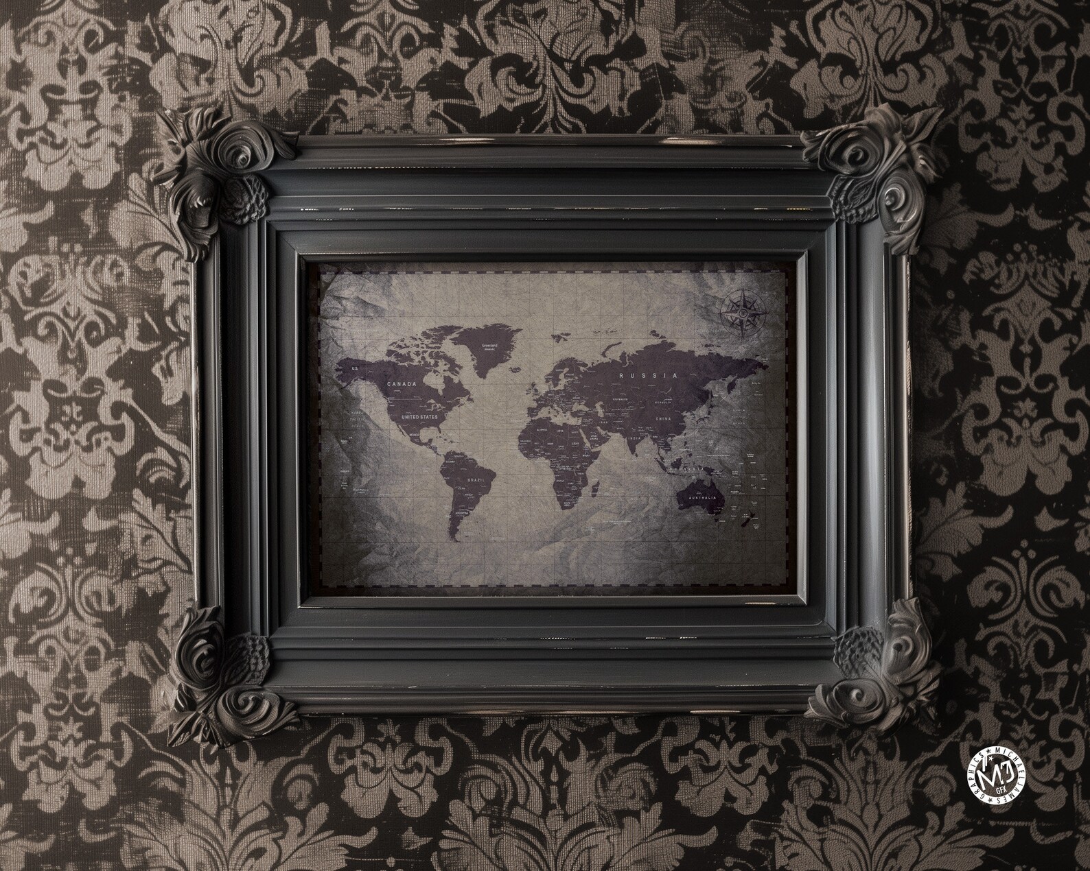 Distressed Paper Theme Printable World Map, Digital Download Map, World ...