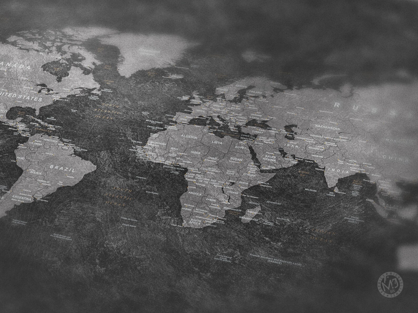 Chalkboard Stone Theme Printable World Map Digital Download - Etsy