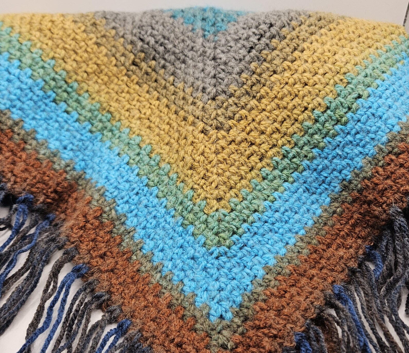 Boho Triangle Scarf / Shawlette - Blue, Grey, Brown - Super Soft - Etsy