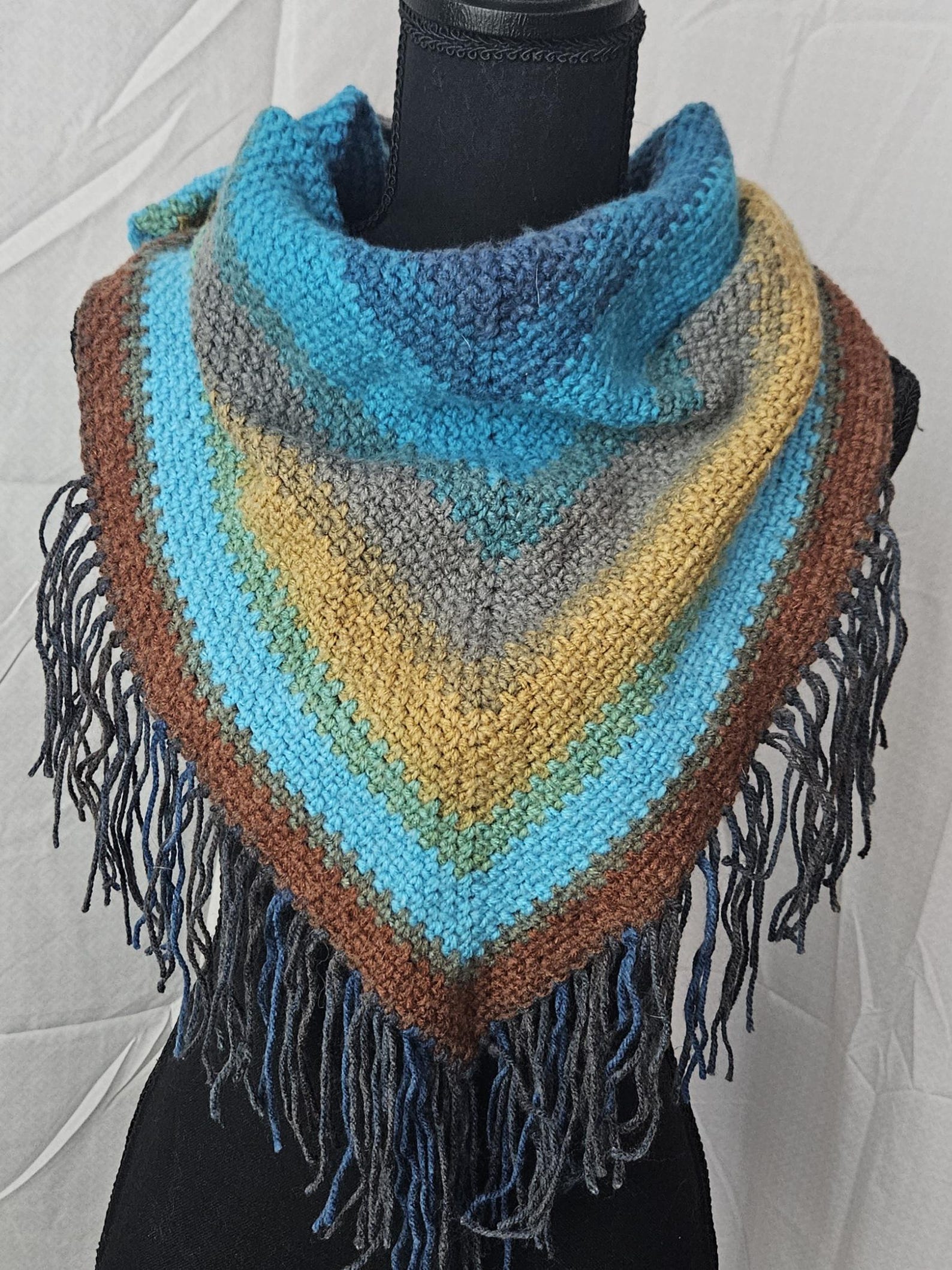 Boho Triangle Scarf / Shawlette - Blue, Grey, Brown - Super Soft - Etsy