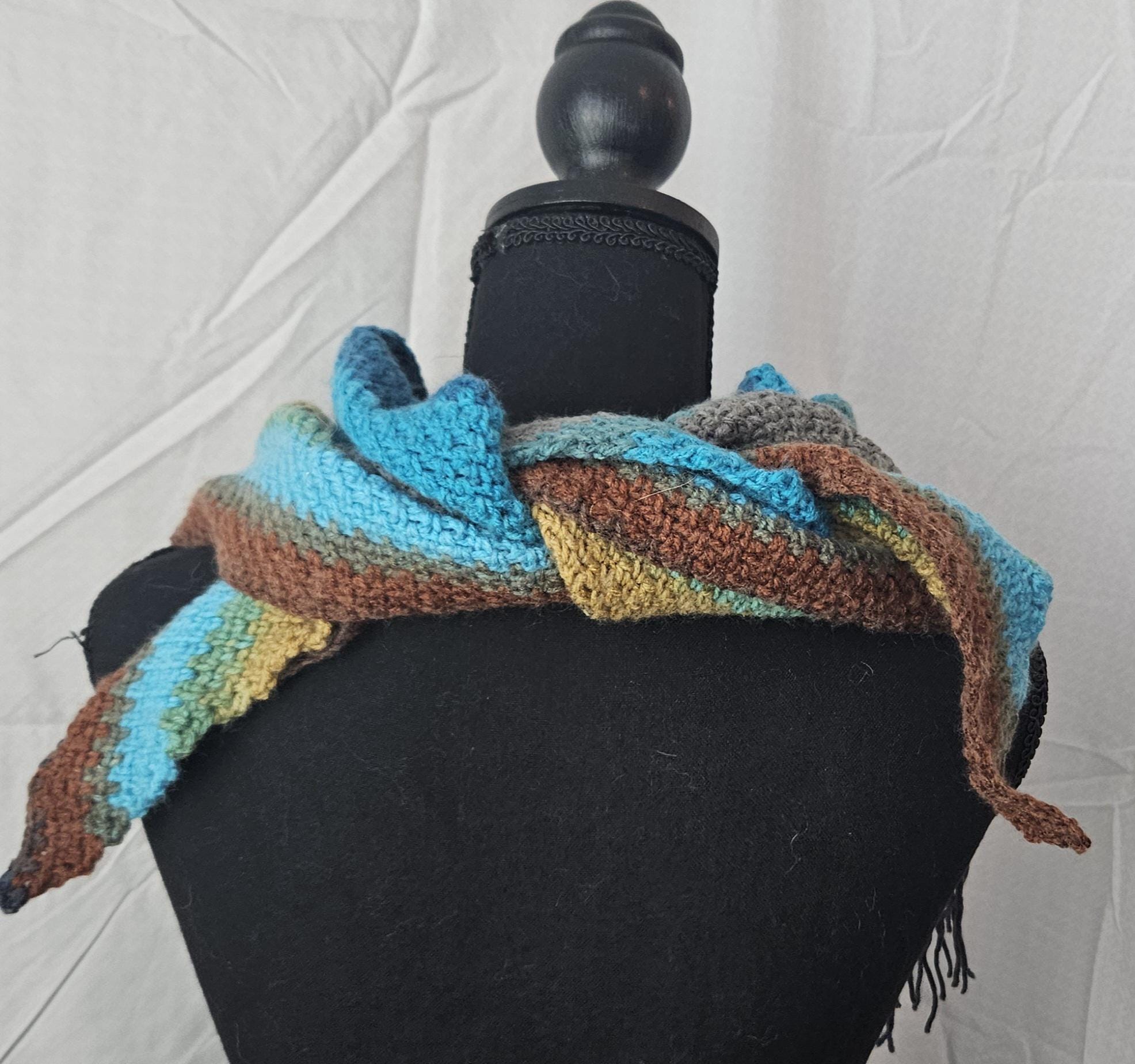 Boho Triangle Scarf / Shawlette - Blue, Grey, Brown - Super Soft - Etsy