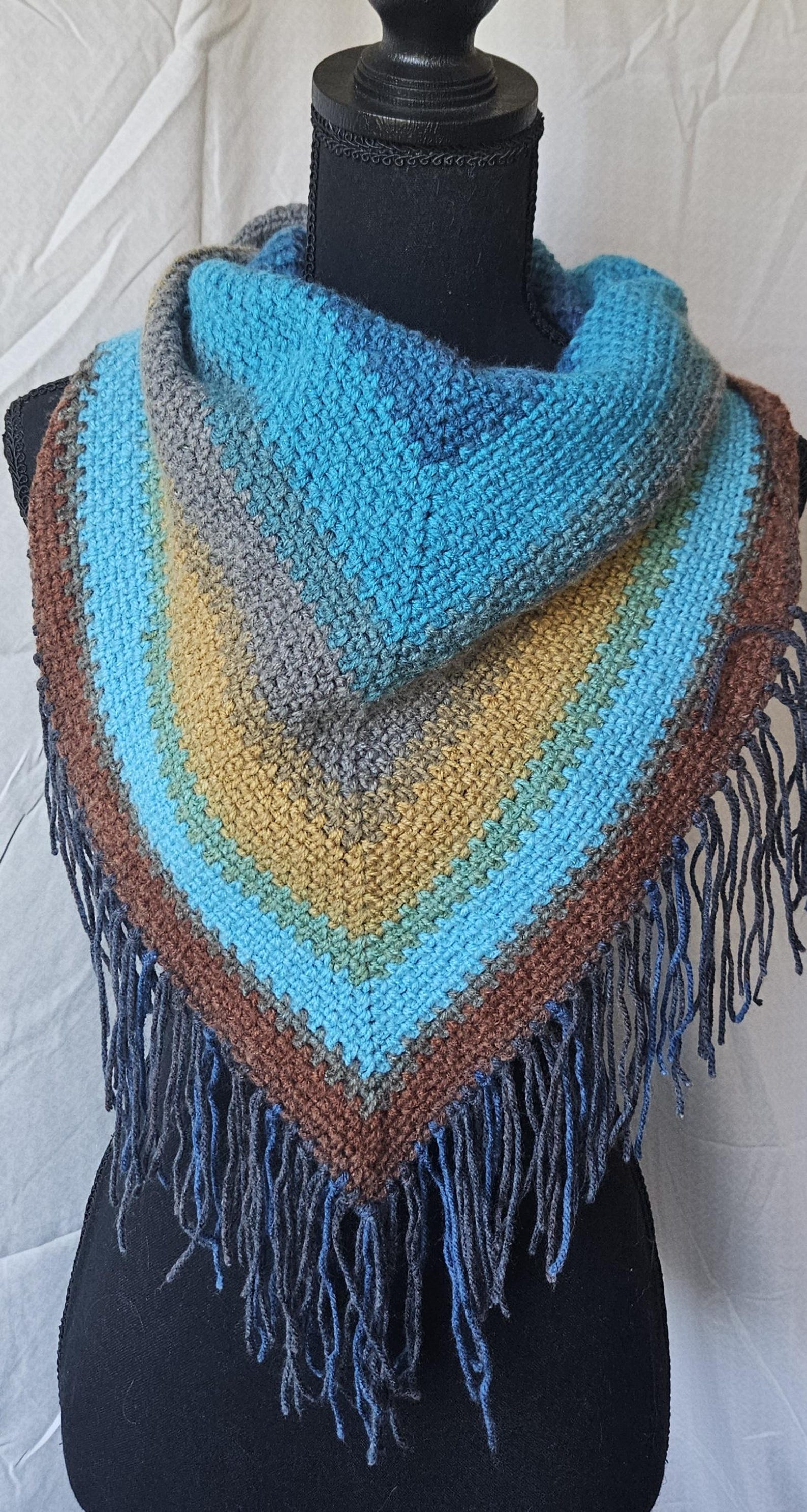 Boho Triangle Scarf / Shawlette - Blue, Grey, Brown - Super Soft - Etsy