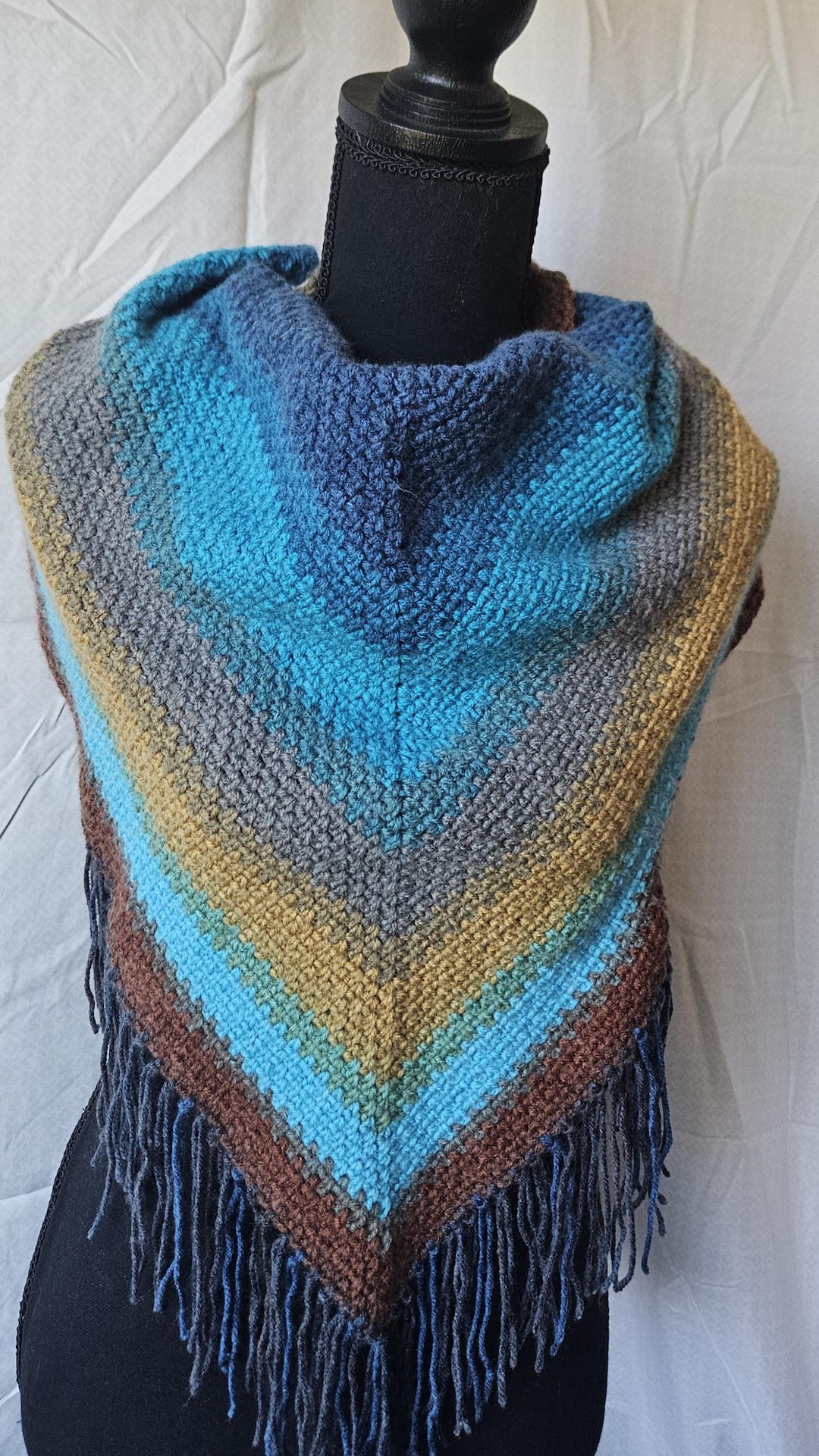 Boho Triangle Scarf / Shawlette - Blue, Grey, Brown - Super Soft - Etsy