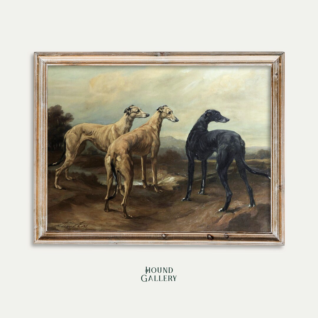 Greyhounds in a Landscape Maud Earl Greyhound Poster - Etsy