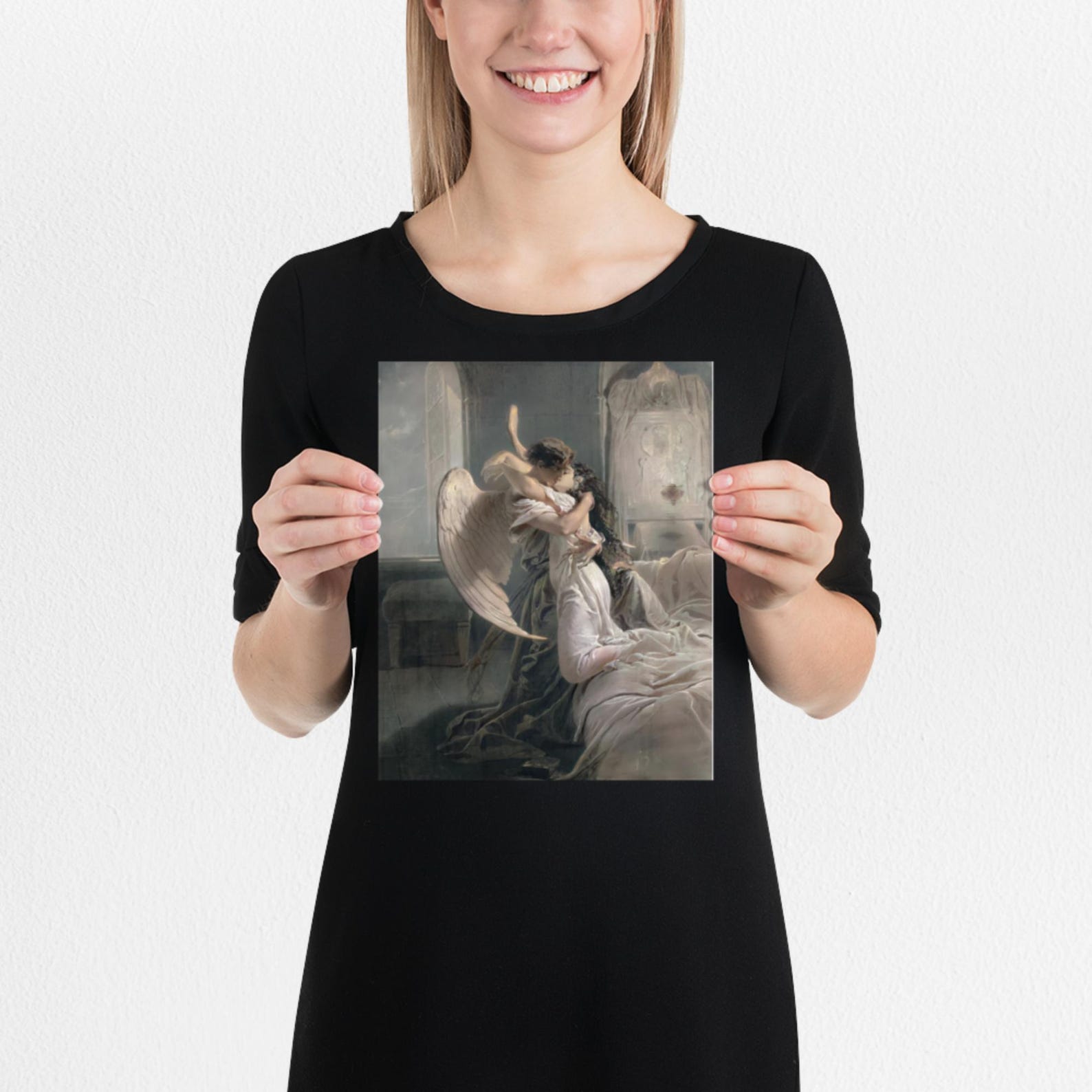 Romantic Encounter by Mihaly Zichy Poster | Angel Kiss Tamara and Demon ...