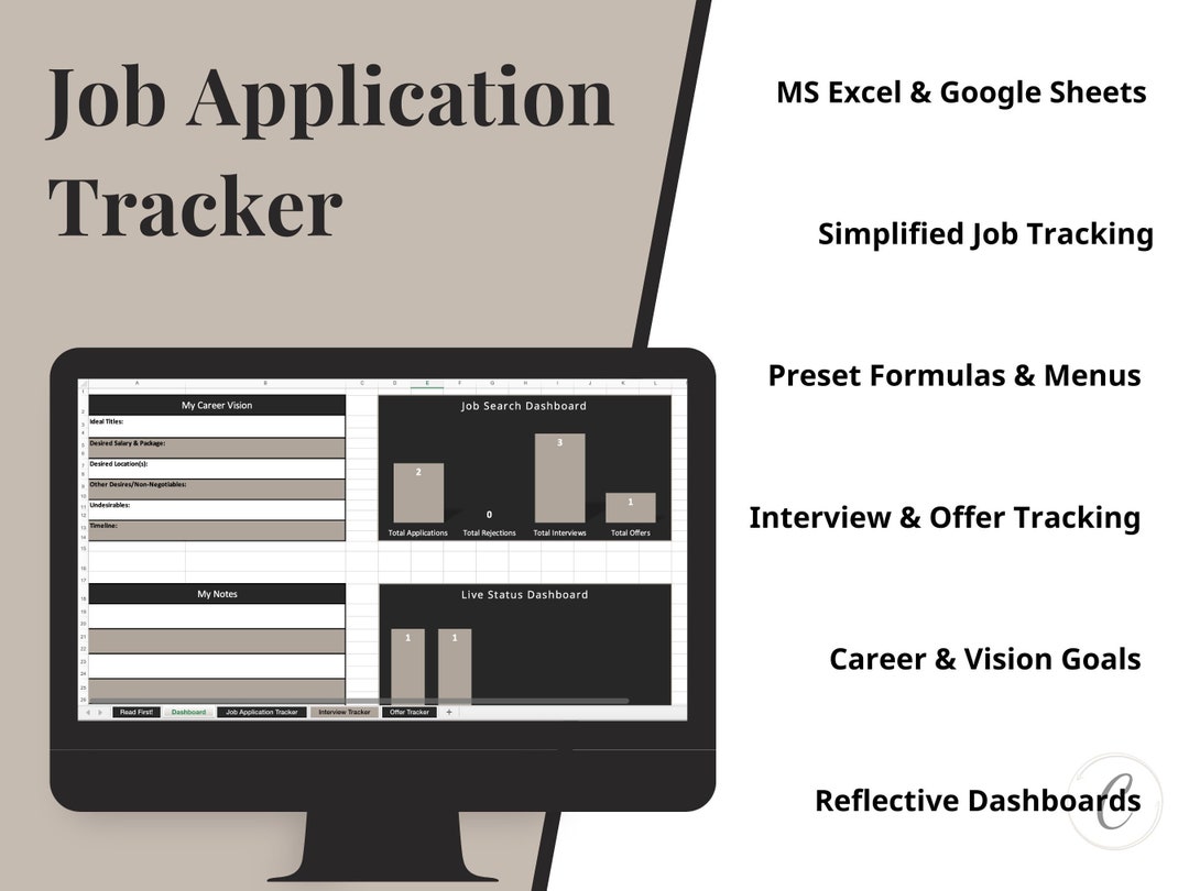 Job Application Tracker Interview Tracker Job Offer Tracker Digital ...