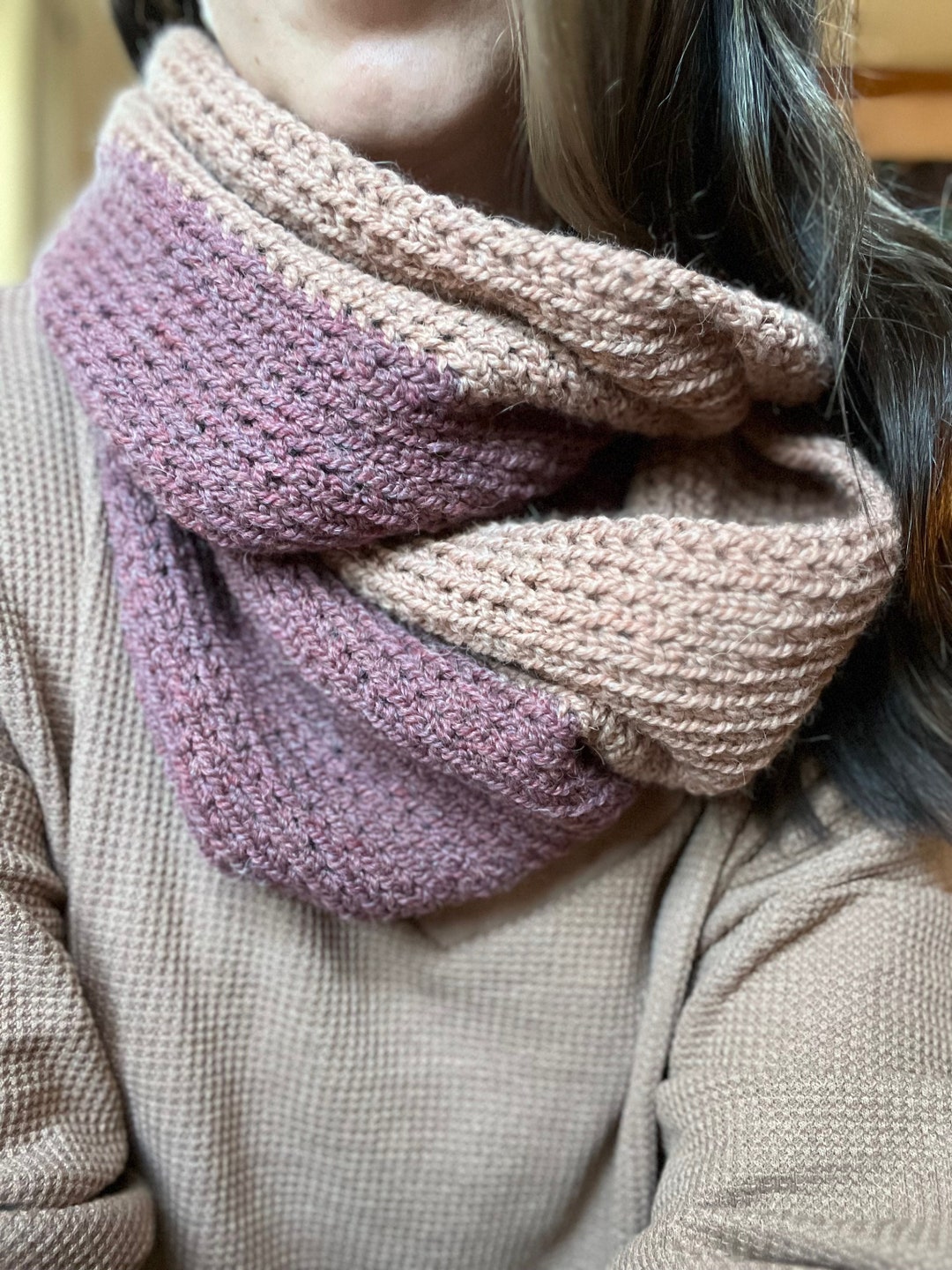 Women's Crochet Color Block Infinity Scarf - Etsy