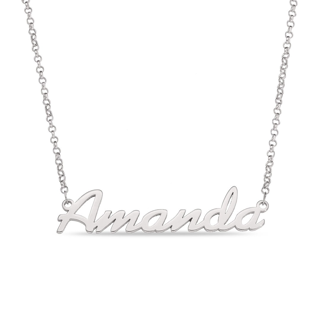 Large Script Name Necklace in Stainless Steel - Etsy