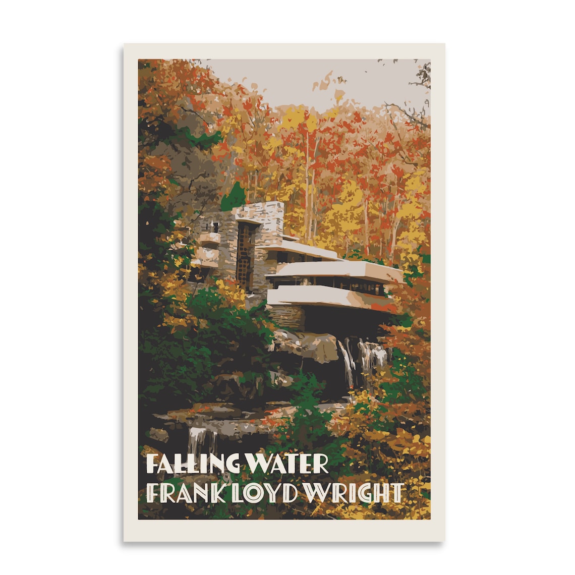 Falling Water Architecture Poster - Etsy