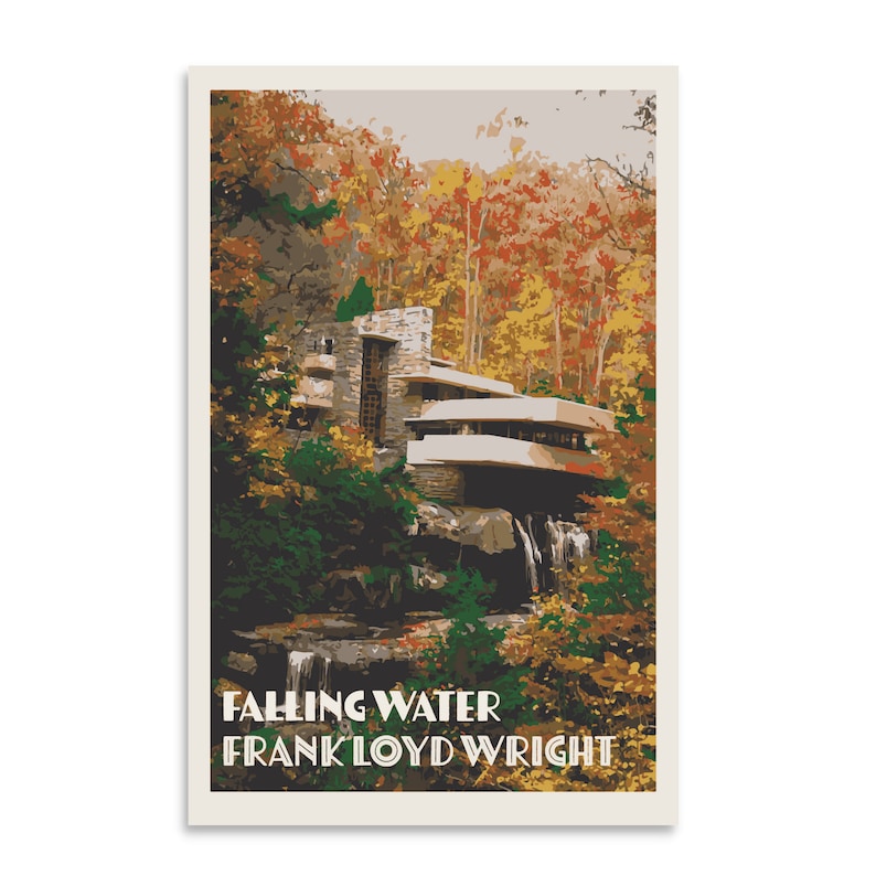 Falling Water Architecture Poster - Etsy