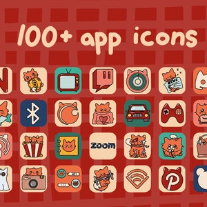 Hand Drawn Cat App Icons, Cute Digital App Download, App Icons, Widgets ...