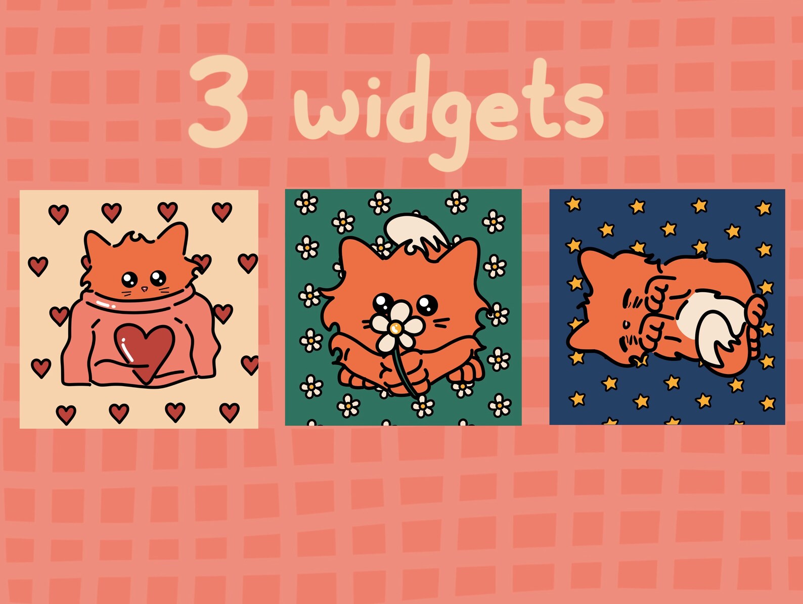 Hand Drawn Cat App Icons, Cute Digital App Download, App Icons, Widgets ...
