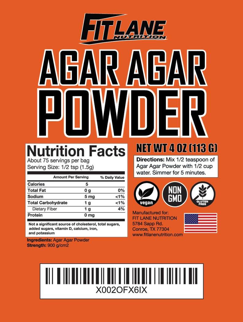 Agar Agar Powder. Vegan (vegetarian) Gelatin. Non GMO, Gluten Free and ...