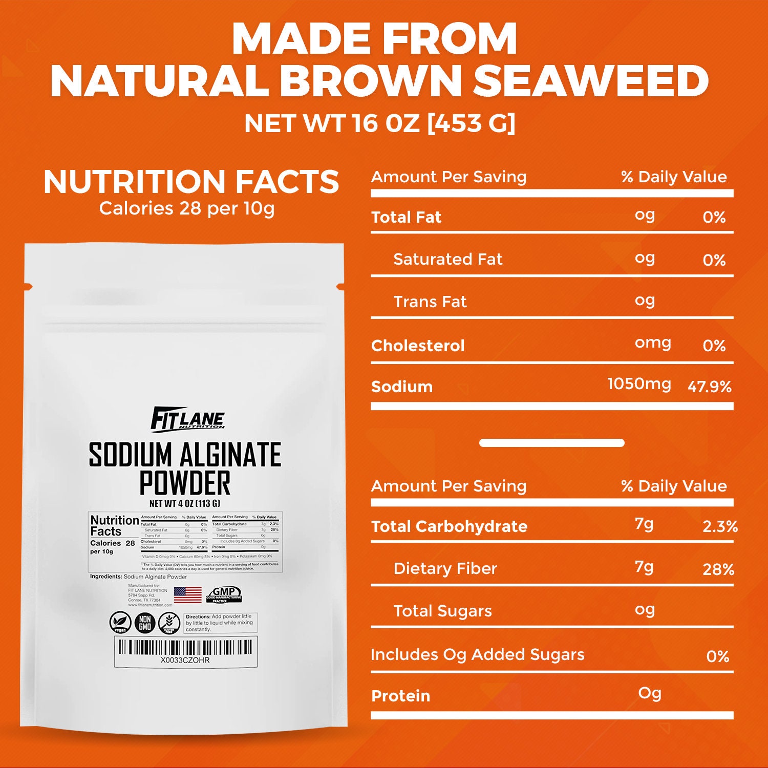 Sodium Alginate Powder, Food Grade Bulk Powder for Thickening, Non-gmo ...