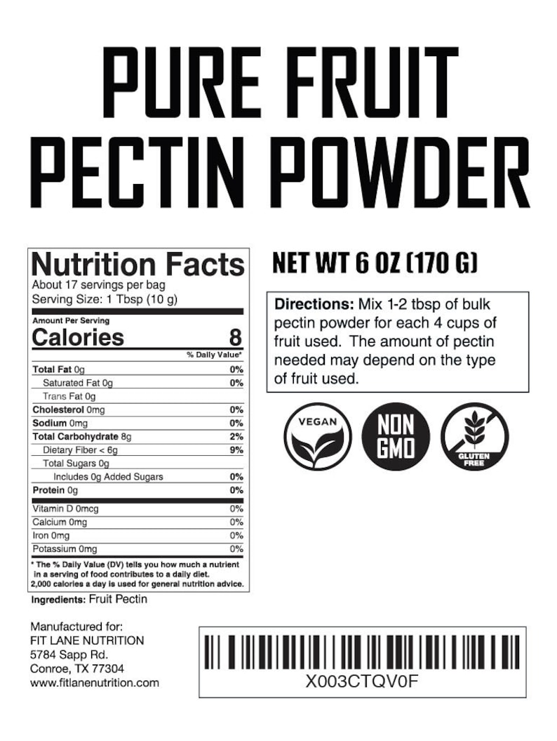 Pure Fruit Pectin Powder. No Sugar or Extra Additives. Natural, Vegan ...