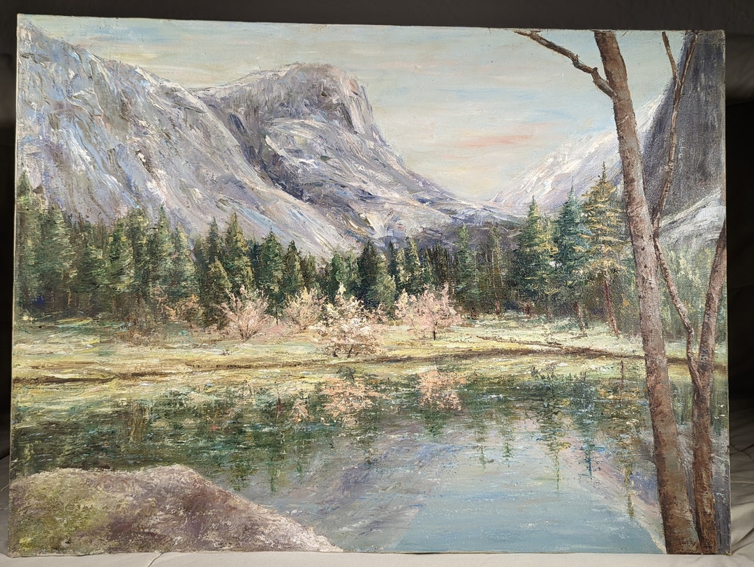 Original Impressionist Painting of Mountain Lake Landscape. Large ...