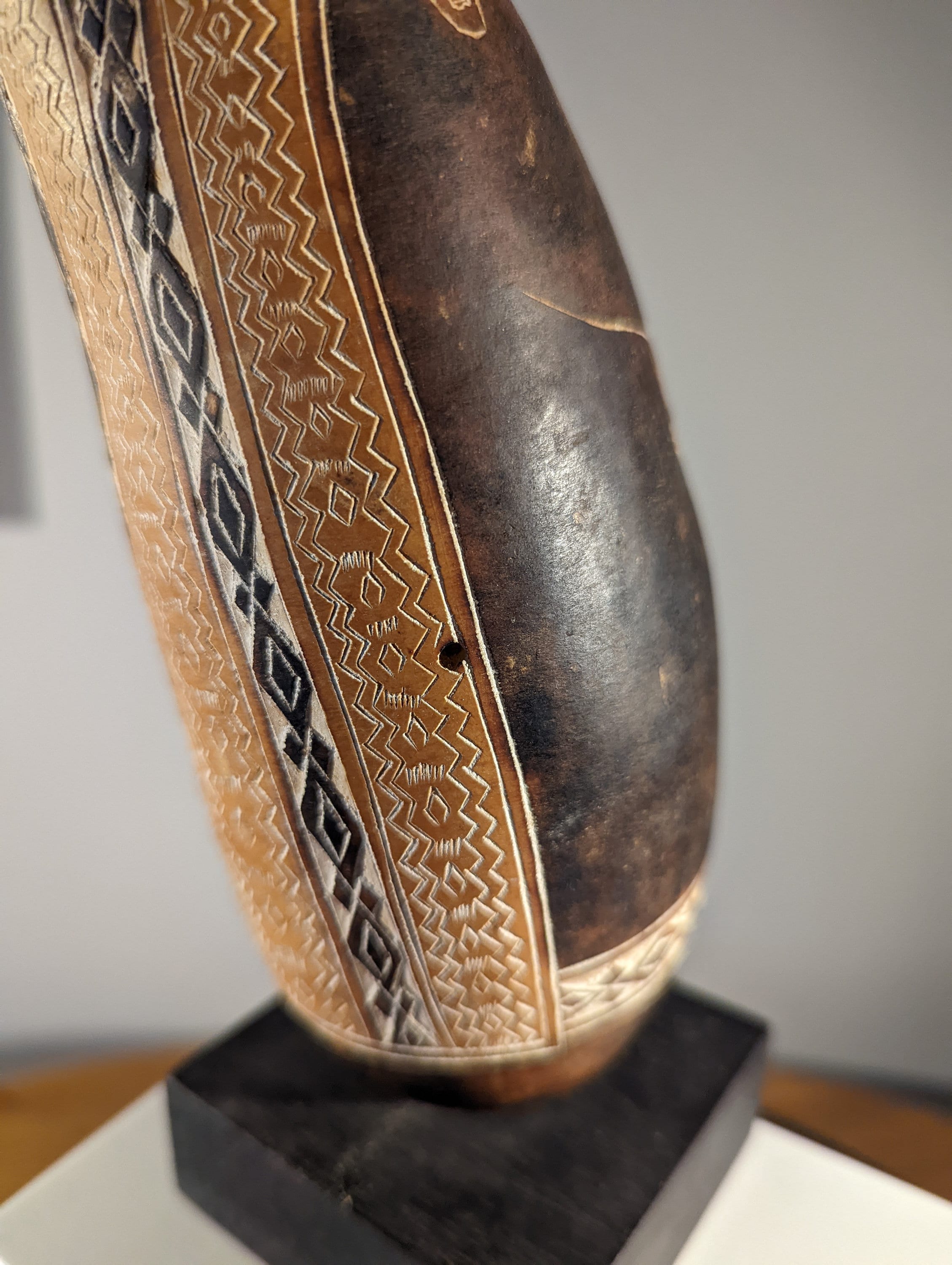 Peruvian Carved Gourd Art of Saxophone Player. Small Carving Statue ...
