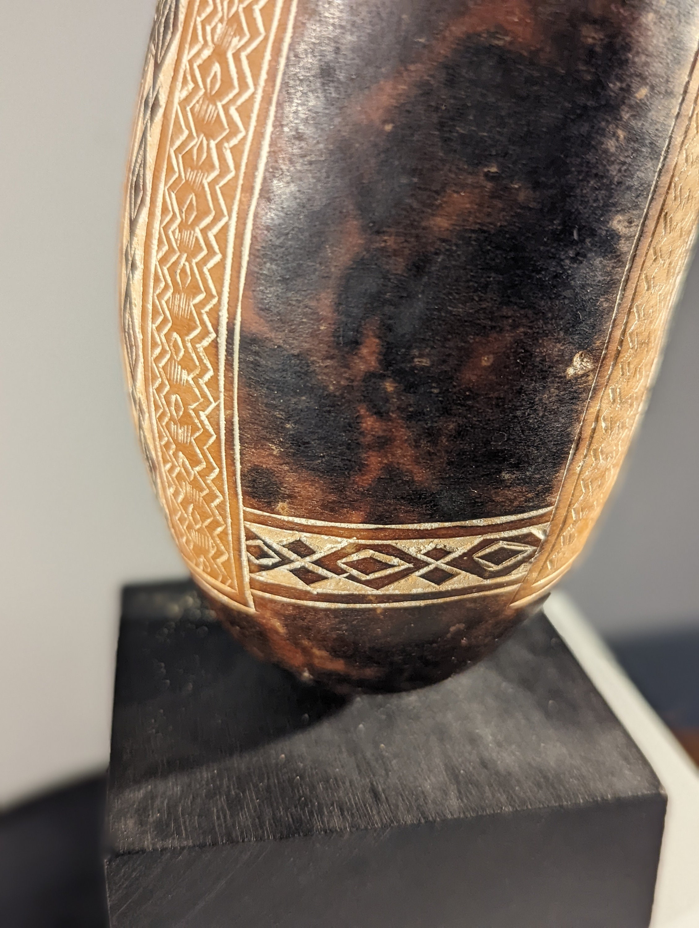 Peruvian Carved Gourd Art of Saxophone Player. Small Carving Statue ...