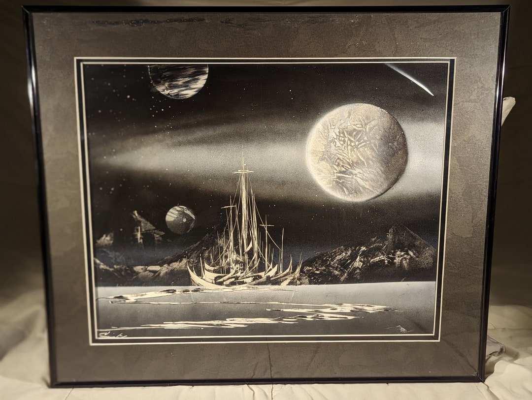 Abstract Spray Paint Space Artwork. Psychedelic Black and White ...