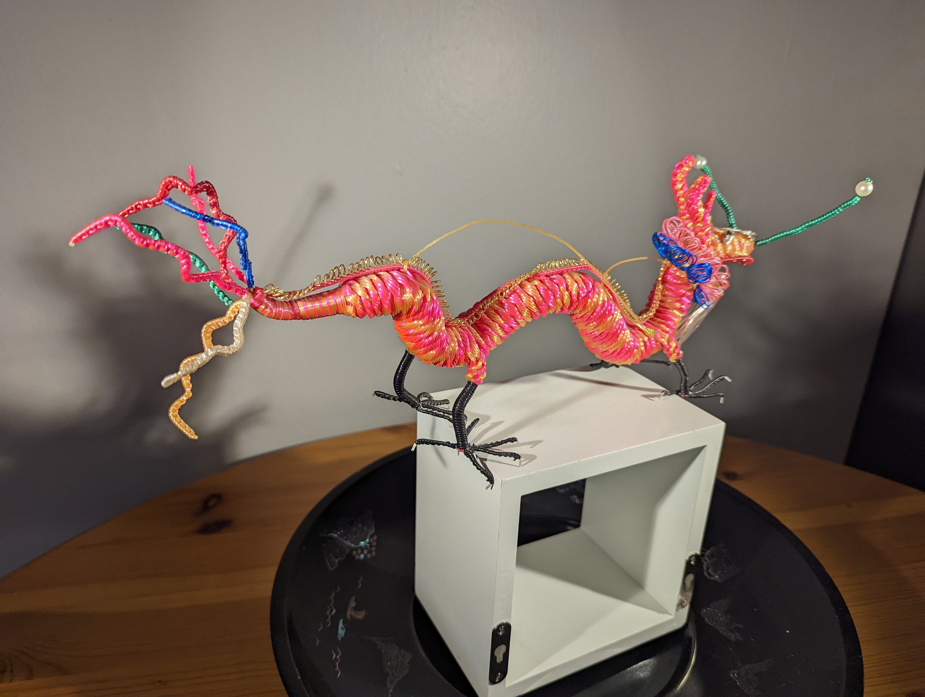 Chinese Dragon Wireframe Sculpture. Posable Multicolored Asian Dragon ...