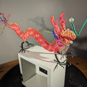 Chinese Dragon Wireframe Sculpture. Posable Multicolored Asian Dragon ...