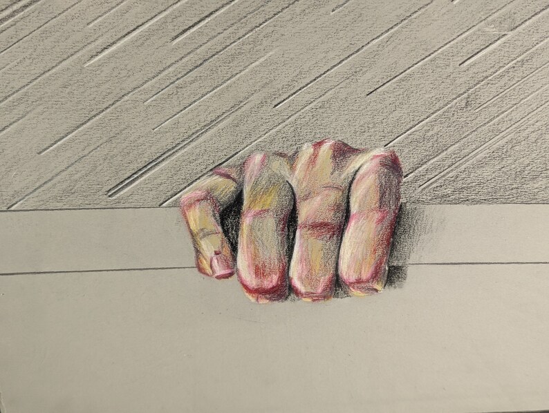 Large Framed Horror Themed Artwork. Detailed Colored Pencil Drawing of ...