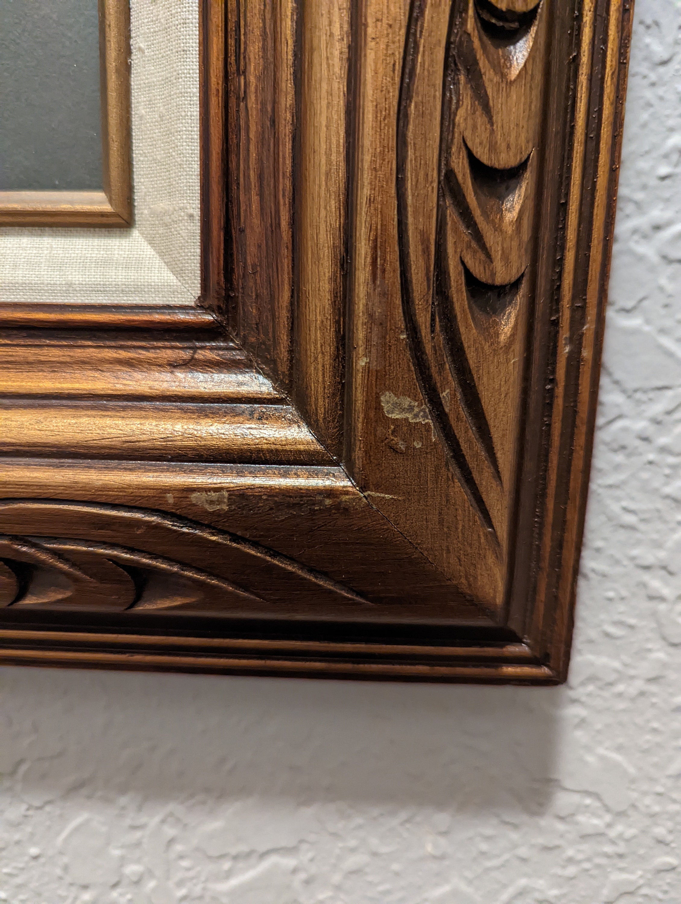 Midcentury MEXICAN 17x15 Solid Wood Frame sonora. Vintage Carved Wood ...