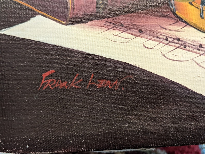 FINE ART Frank Lean Signed Original Oil Painting of Violin on Canvas ...