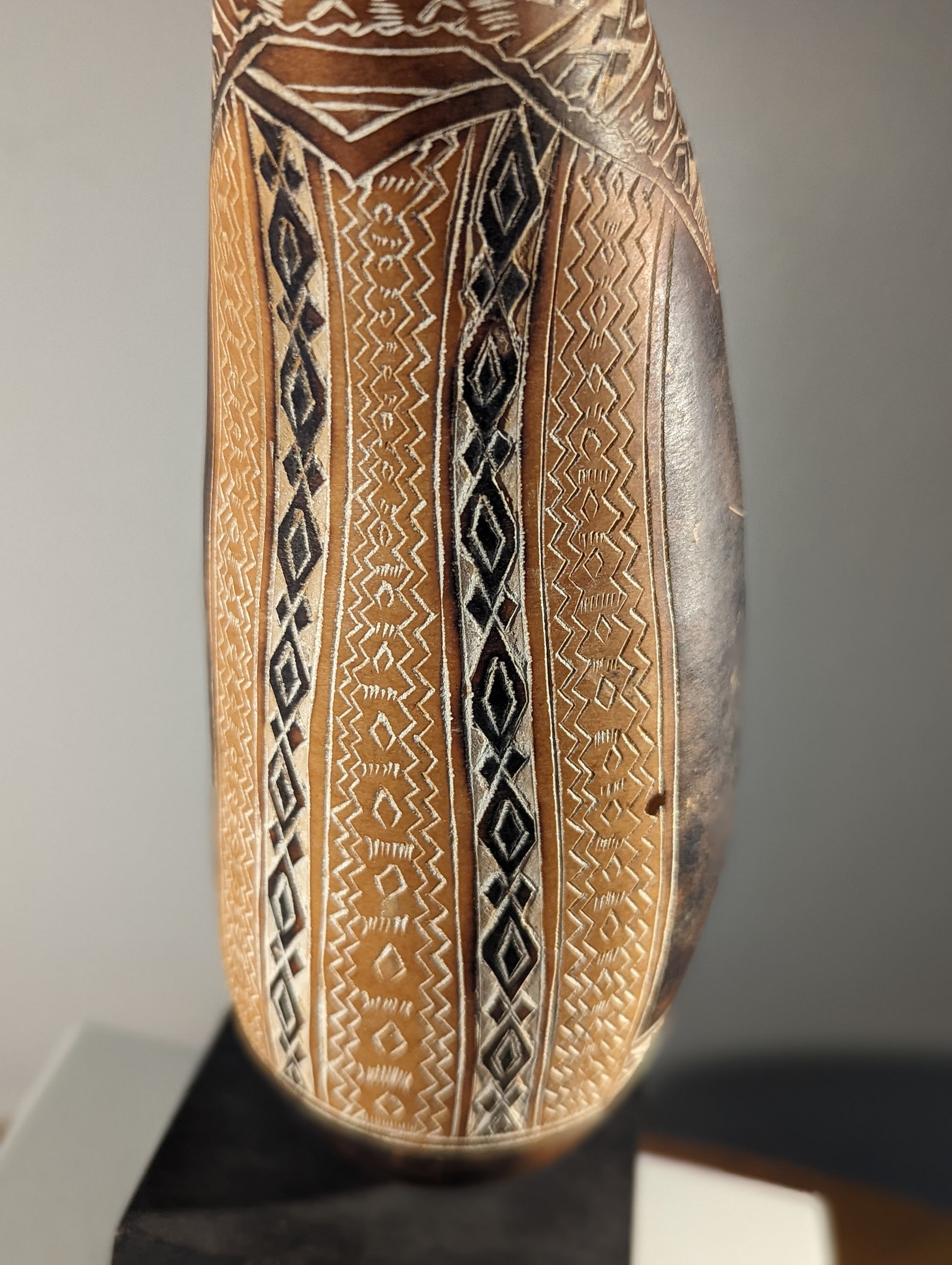 Peruvian Carved Gourd Art of Saxophone Player. Small Carving Statue ...