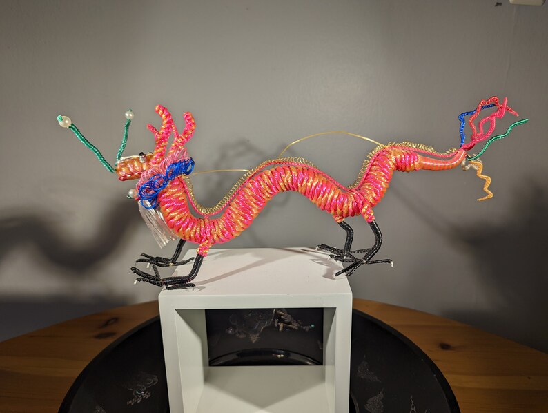 Chinese Dragon Wireframe Sculpture. Posable Multicolored Asian Dragon ...