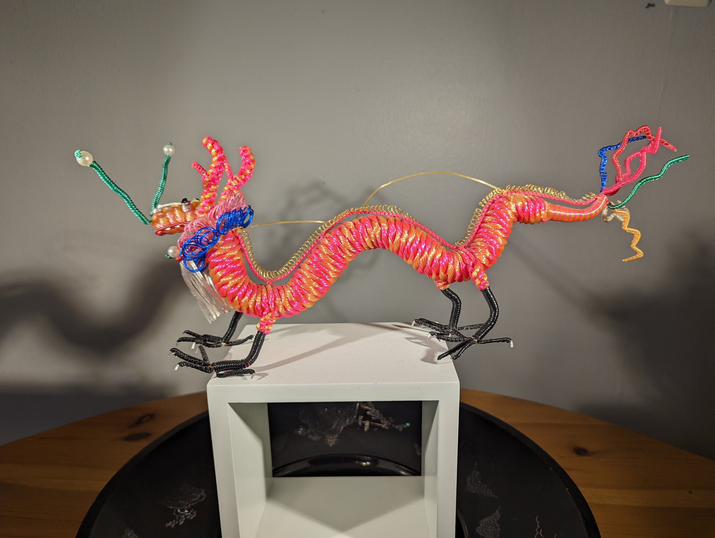 Chinese Dragon Wireframe Sculpture. Posable Multicolored Asian Dragon ...