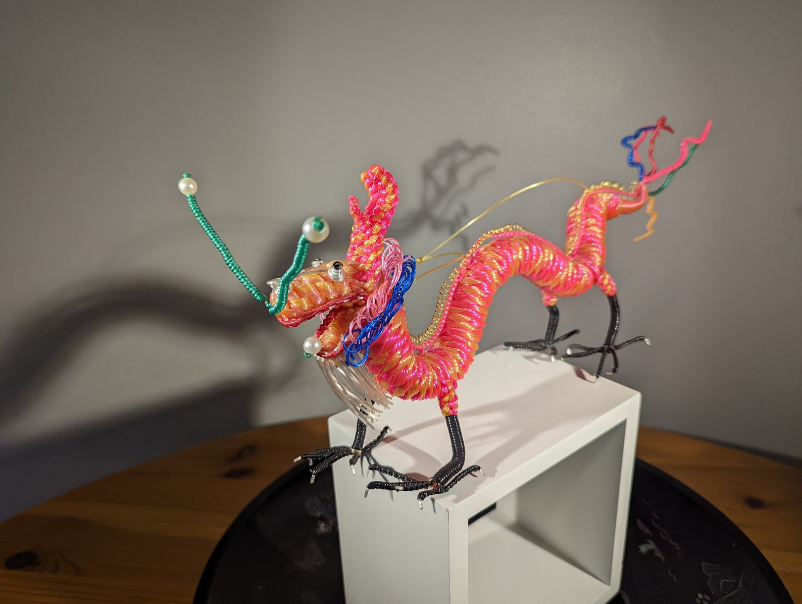 Chinese Dragon Wireframe Sculpture. Posable Multicolored Asian Dragon ...