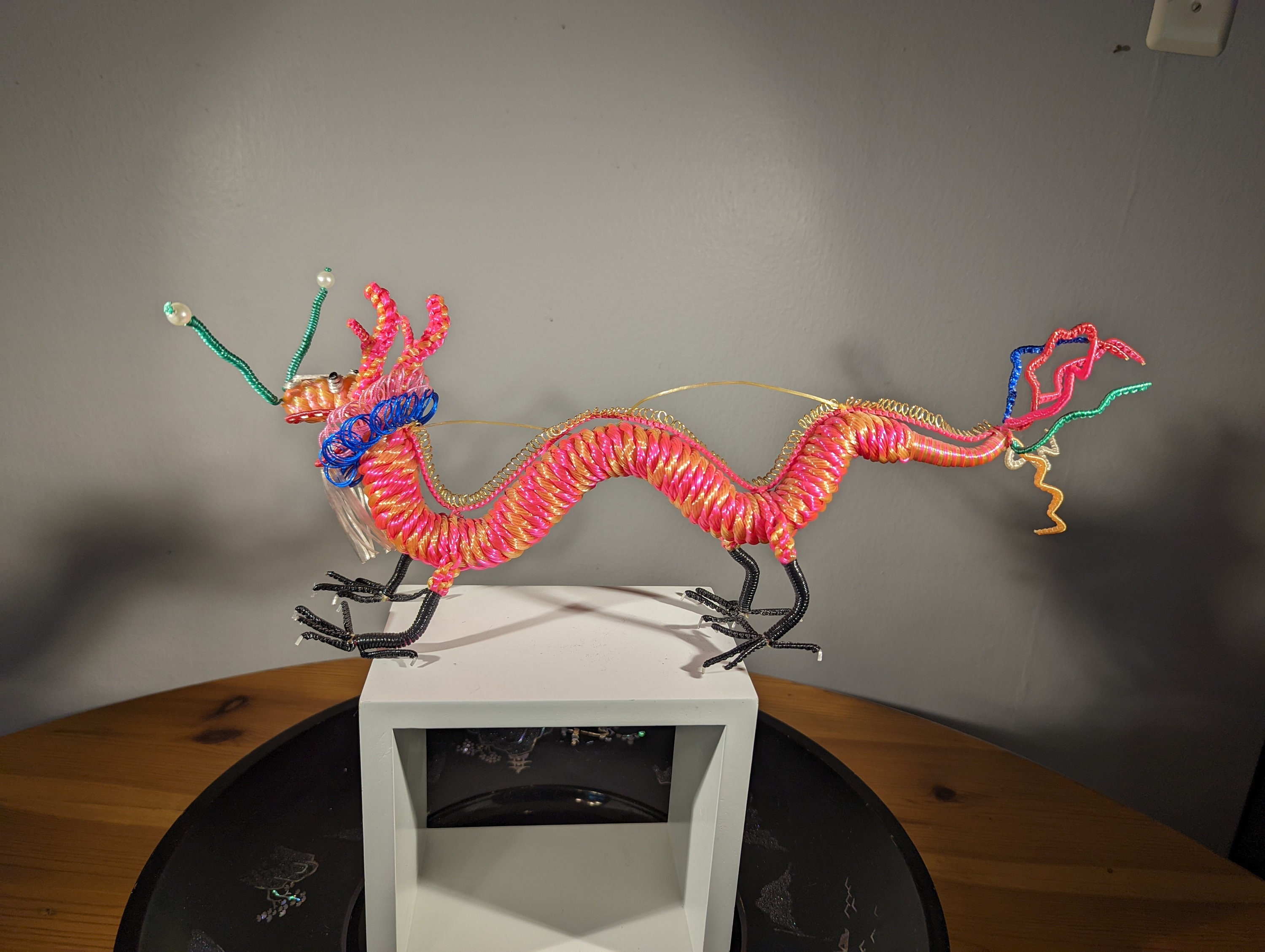 Chinese Dragon Wireframe Sculpture. Posable Multicolored Asian Dragon ...