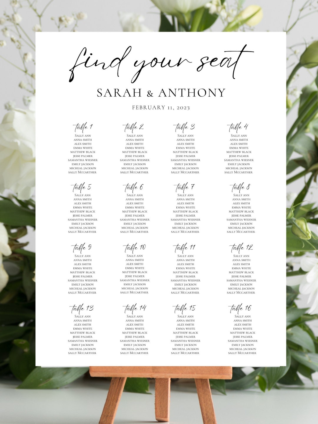 Table Seating Chart for Wedding Template Wedding Seating - Etsy