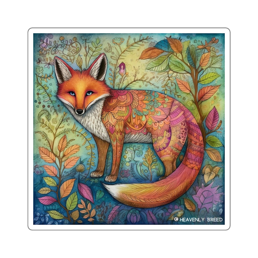 Spirited Fox Sticker, Fox Spirit, Sticker Gift, Animal Nursery, Journal ...