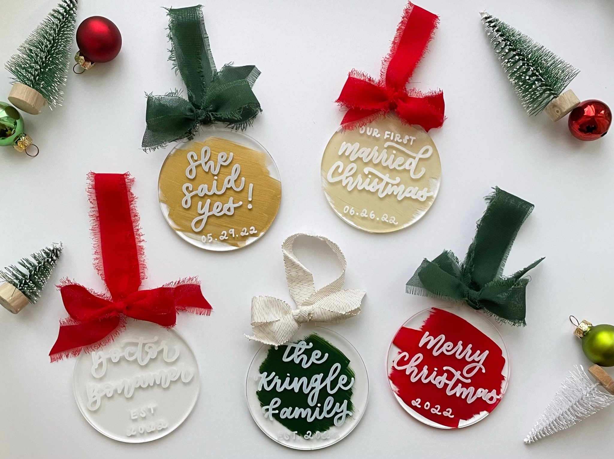 Painted Acrylic Ornament, Personalized Hand Lettered Ornament, Silk ...