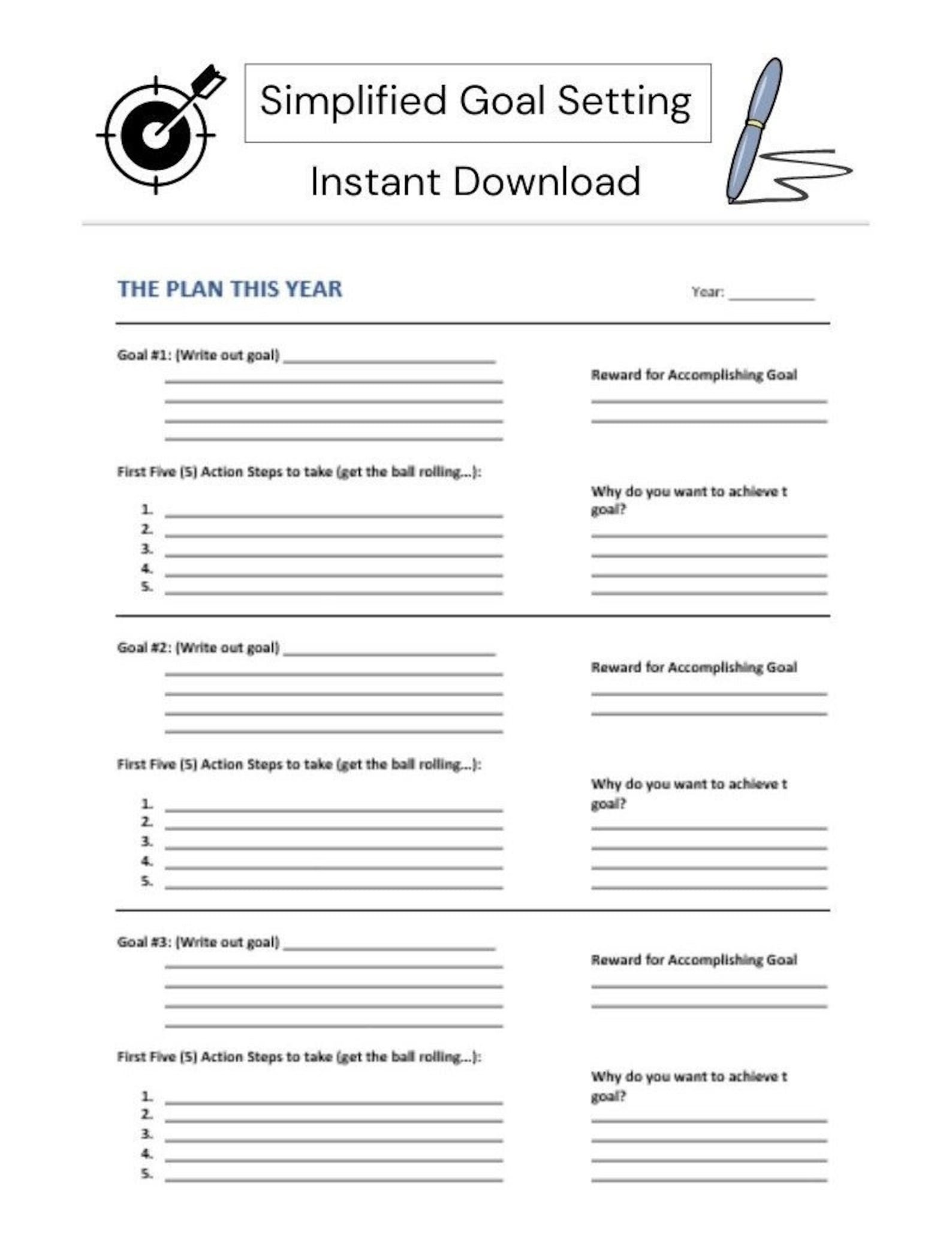 Professional -simplified Goal Setting System, Goal Planning, Focus ...