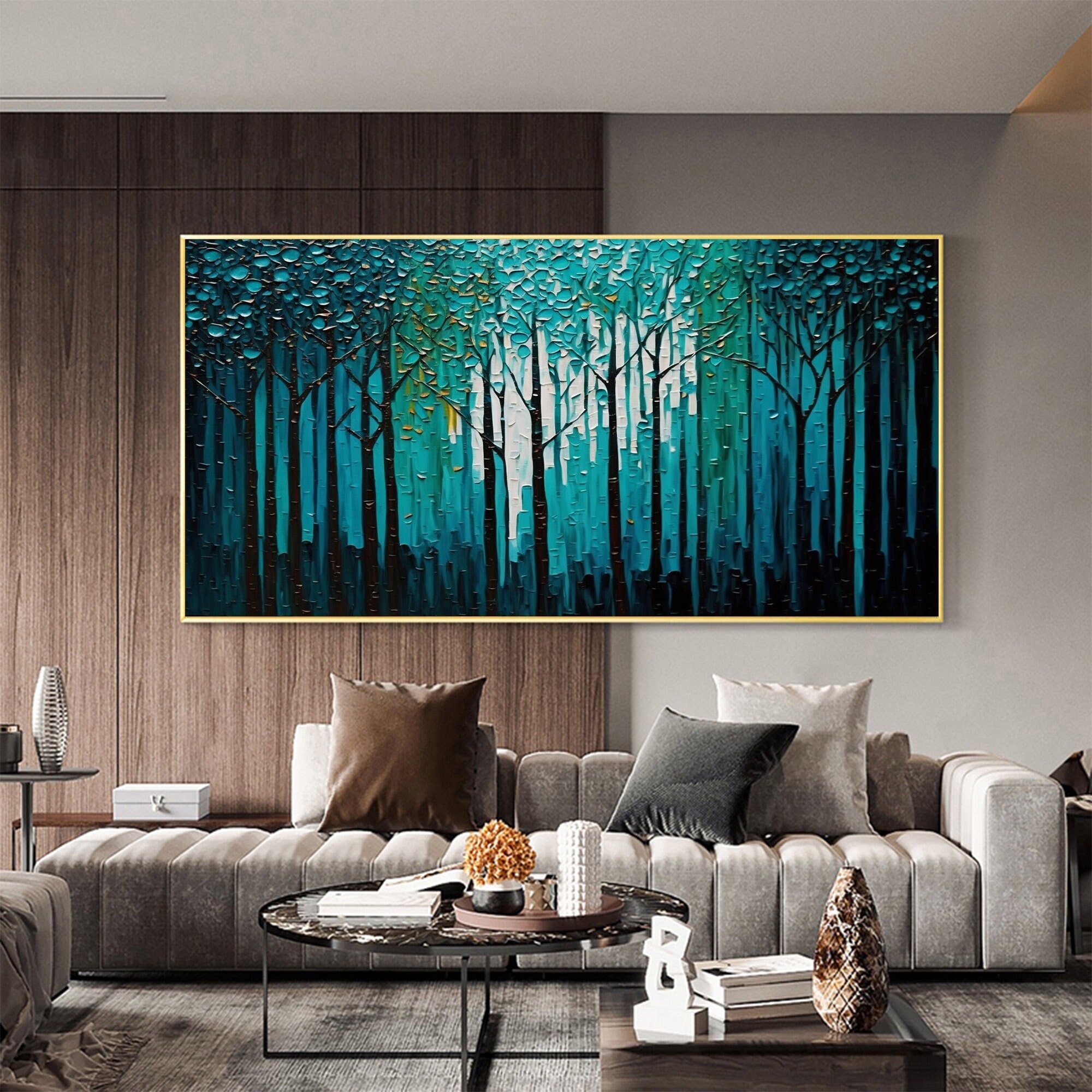Abstract Forest Landscape Oil Painting on Canvas Large - Etsy