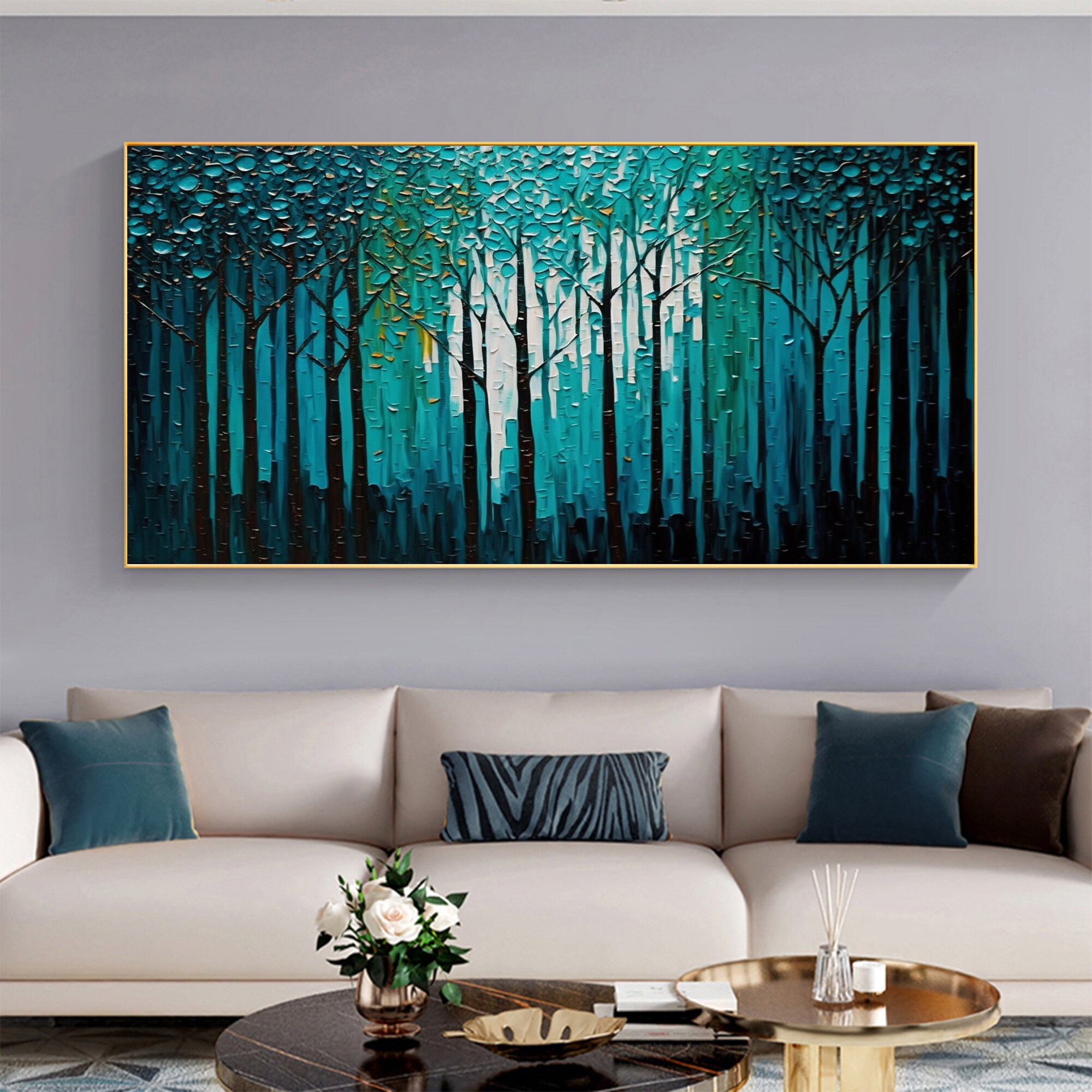Abstract Forest Landscape Oil Painting on Canvas Large - Etsy