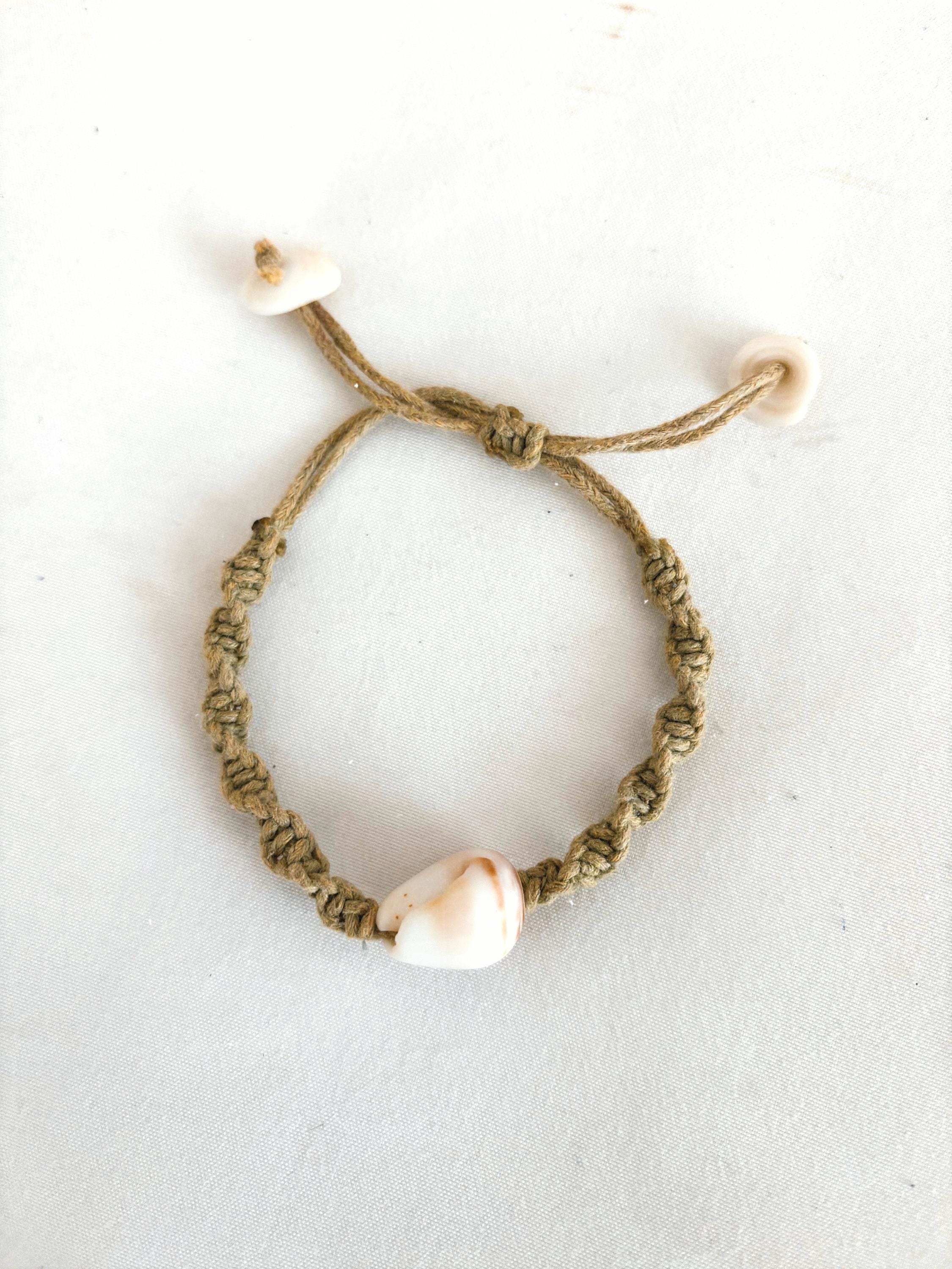 White Cone Shell Macrame Bracelet - Etsy