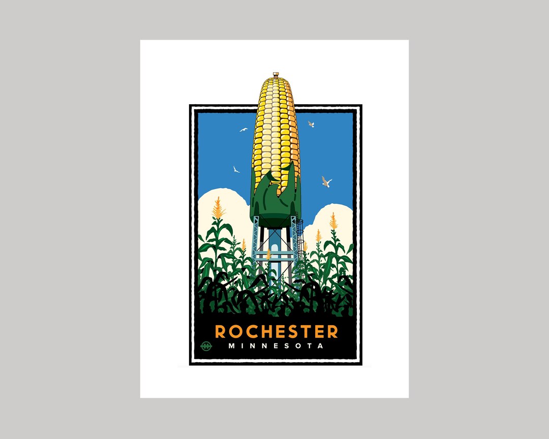 Rochester Ear of Corn Water Tower || Minnesota Landmark Original Giclée ...