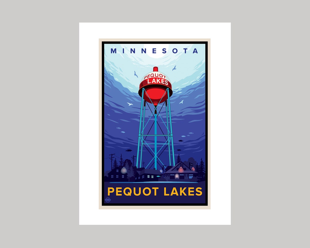 Pequot Lakes Red Bobber Water Tower Minnesota Landmark Original Giclée ...
