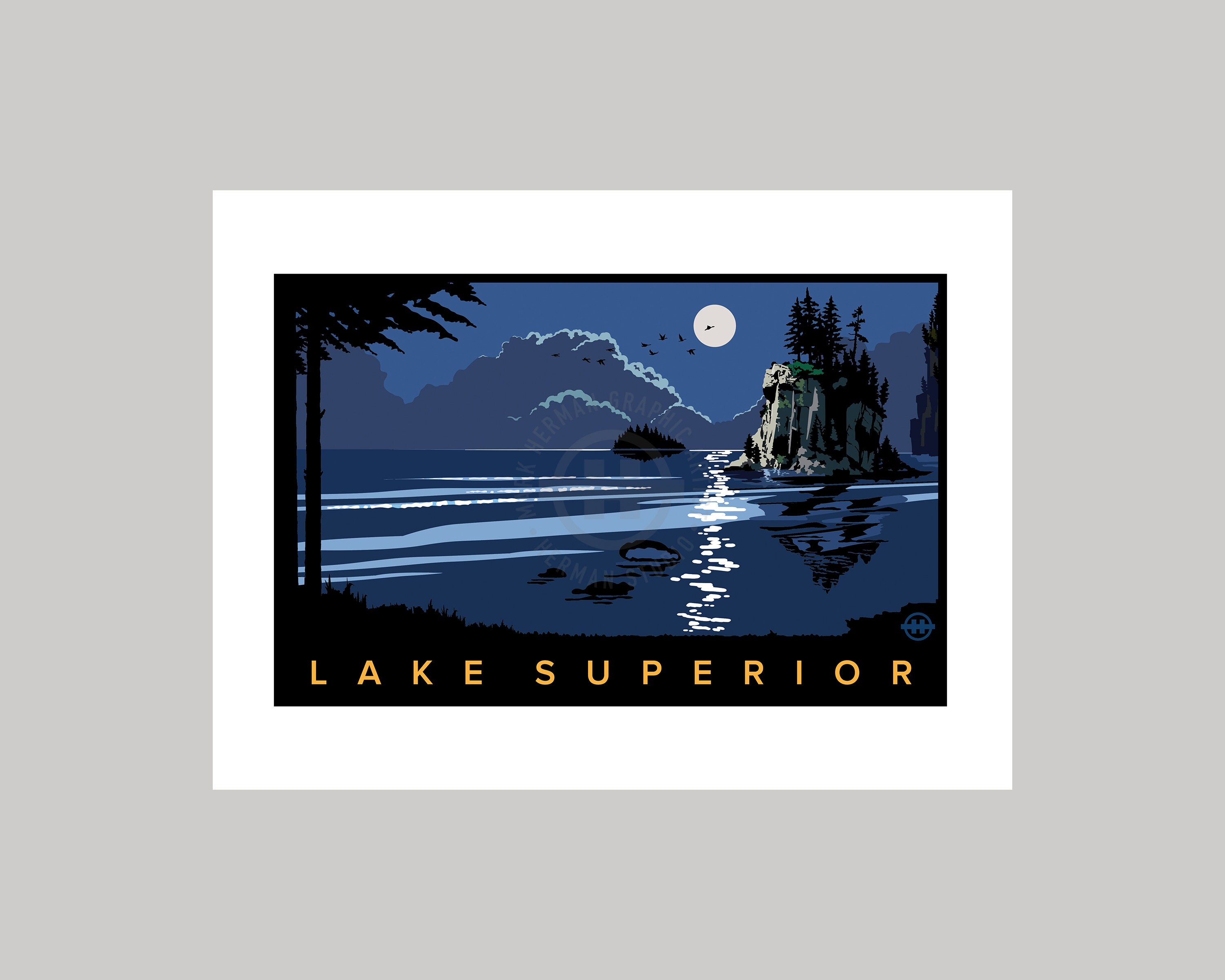 Lake Superior Night Shoreline Landscape || Minnesota Landmark Original ...
