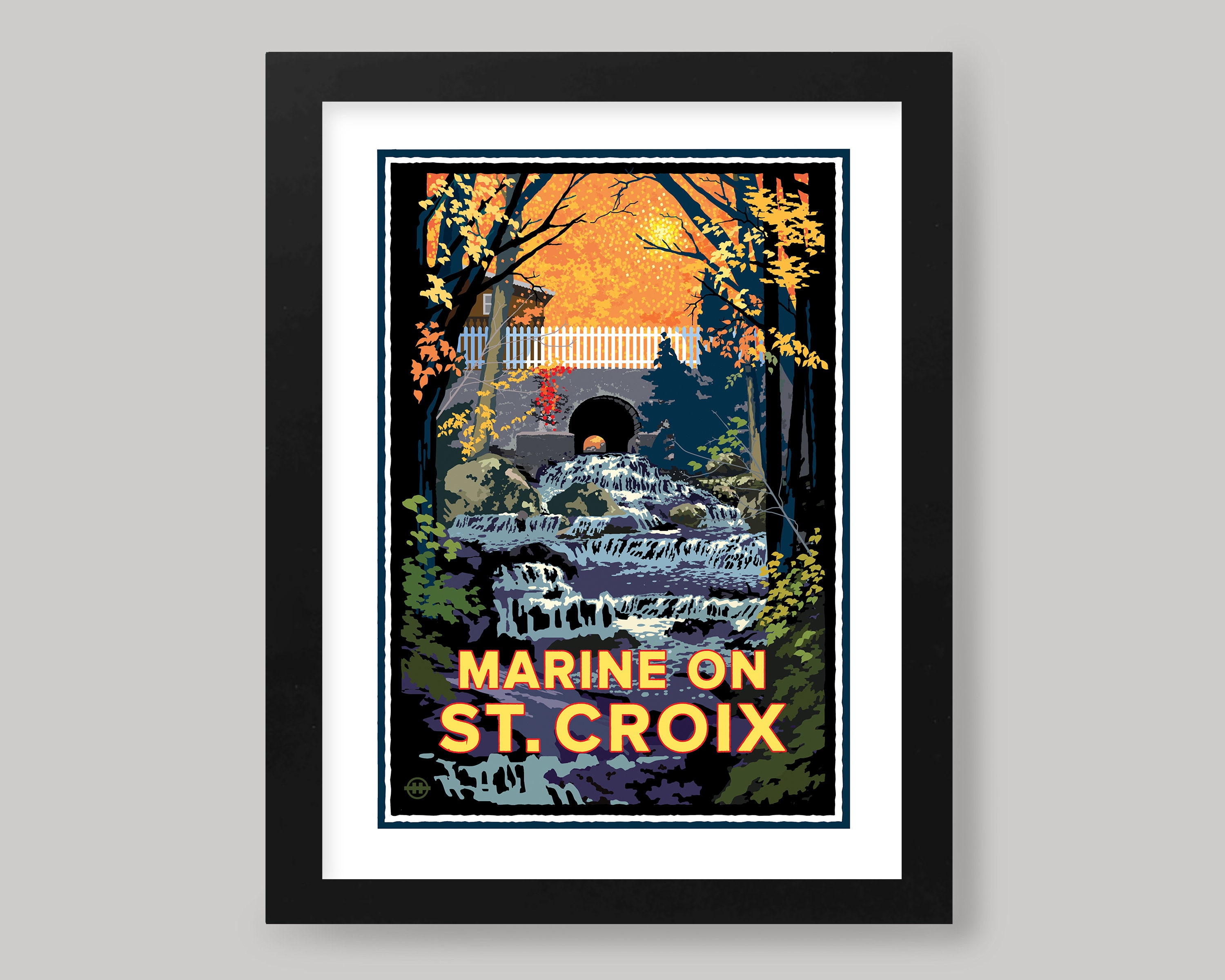 Marine on St. Croix Waterfalls in Autumn Minnesota Landmark Original ...